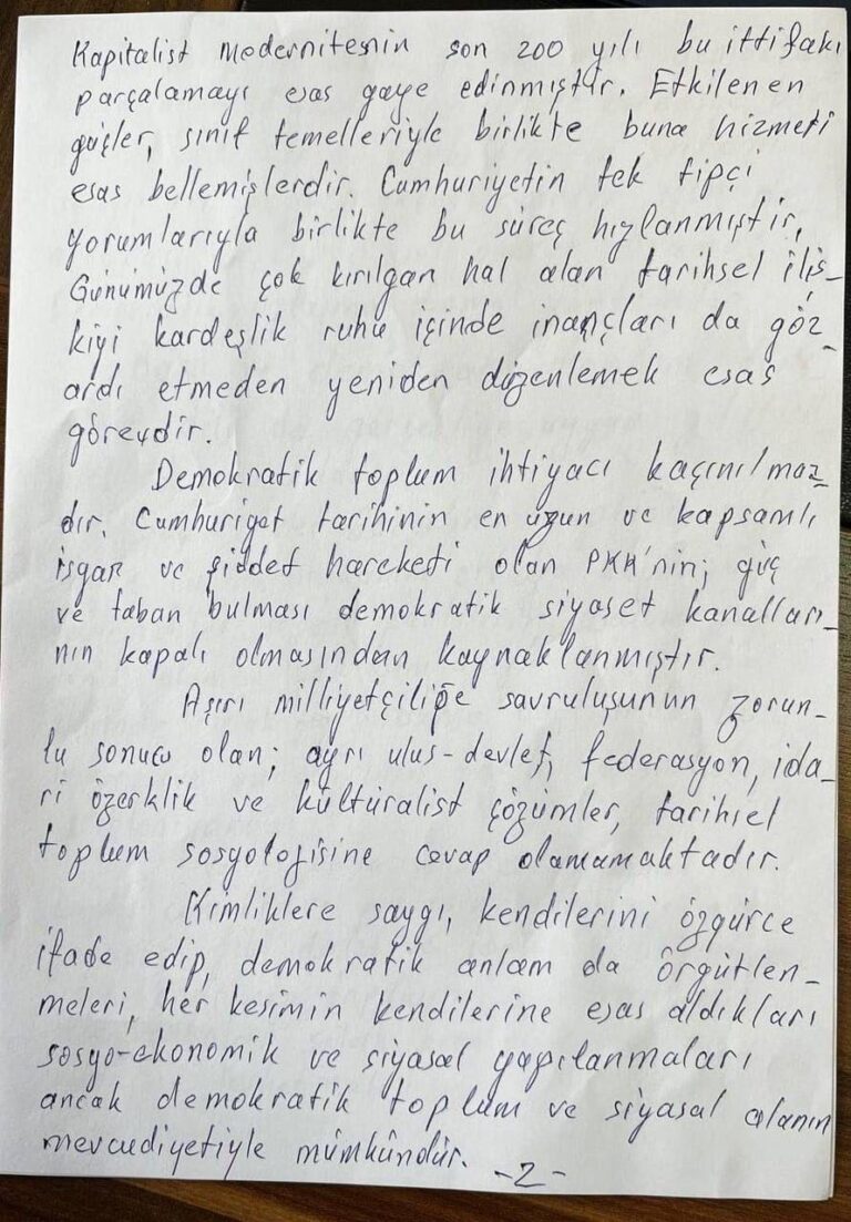 Öcalan'dan tarihi çağrı: "PKK kendini feshetsin" - canlı oku - Medyascope